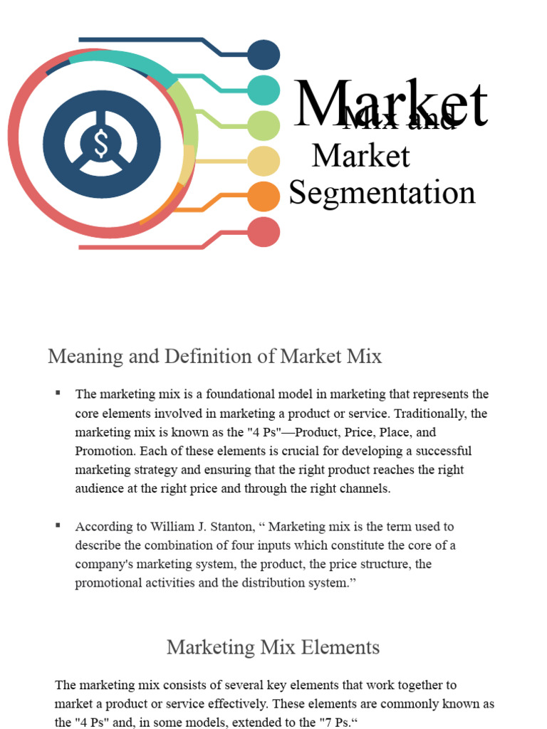 Market Mix and Market Segmentation | PDF | Market Segmentation | Marketing