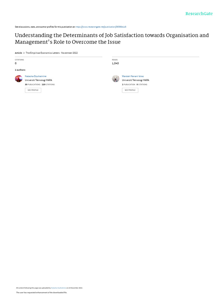 Determinants of Job Satisfaction Fishbone Diagram | PDF | Cost Of Living | Job Satisfaction