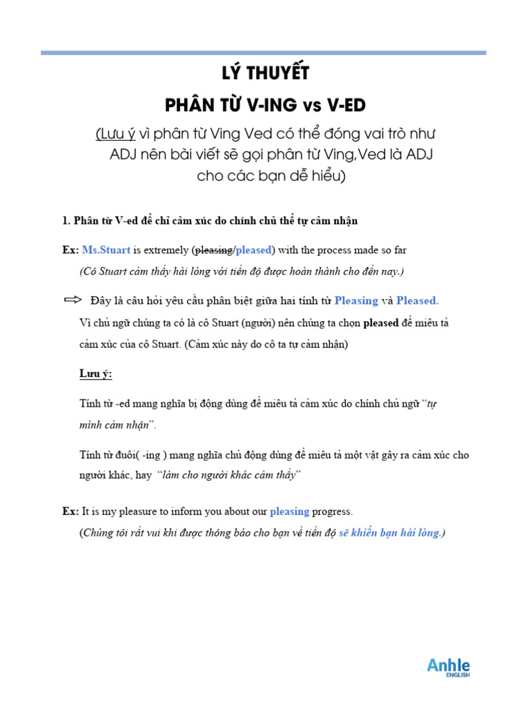 PHÂN BIỆT PHÂN TỪ VING-VED | PDF