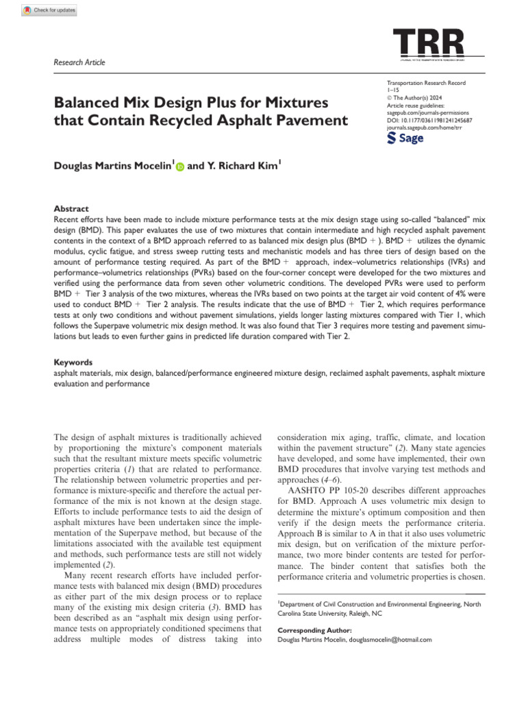 Mocelin Kim 2024 Balanced Mix Design Plus For Mixtures That Contain Recycled Asphalt Pavement ...