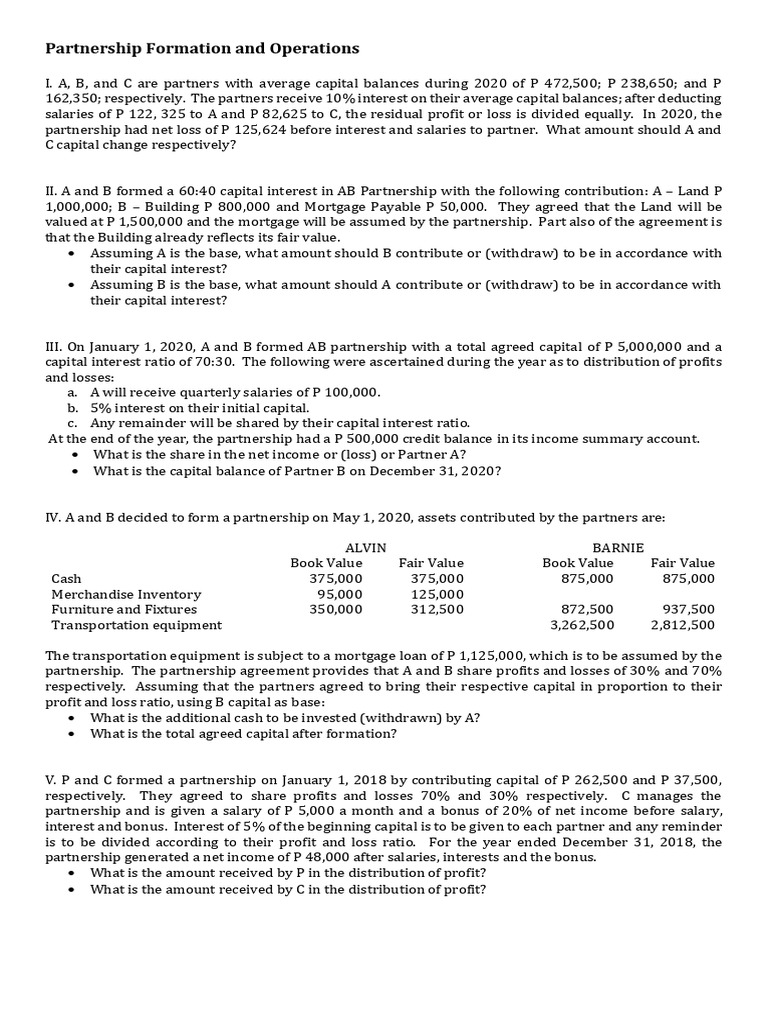 Partnership Formation and Operations-1 | PDF | Partnership | Interest