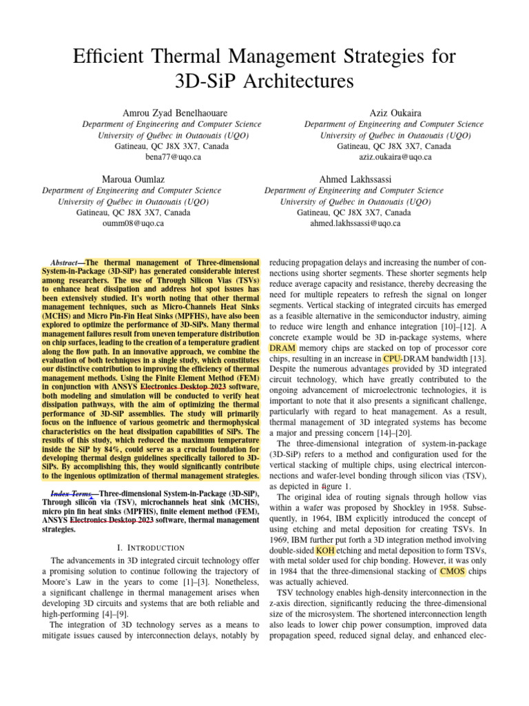 IMCOM2024 - Efficient Thermal Management Strategies For 3D-SiP ...