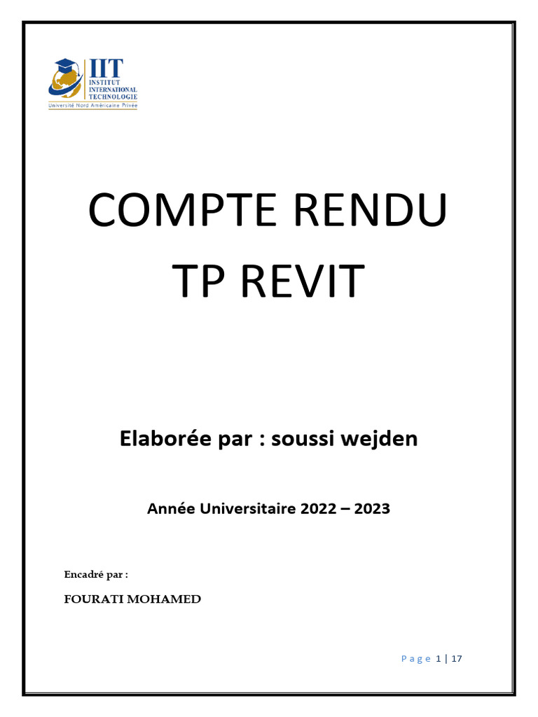 Compte Rendu TP Revit | PDF | Revit | Building information modeling