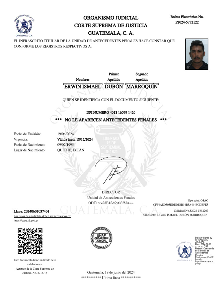 Erwin Ismael Dubón Marroquín 2024 | PDF | Gobierno
