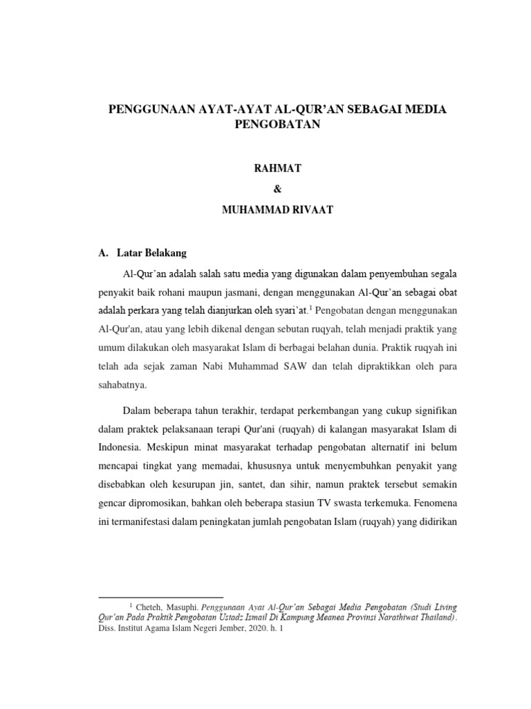 Al-Qur'an sebagai Media Pengobatan | PDF | Pengembangan Diri ...