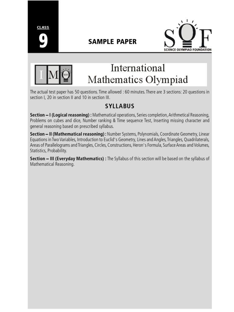 International Mathematics Olympiad Guide | PDF