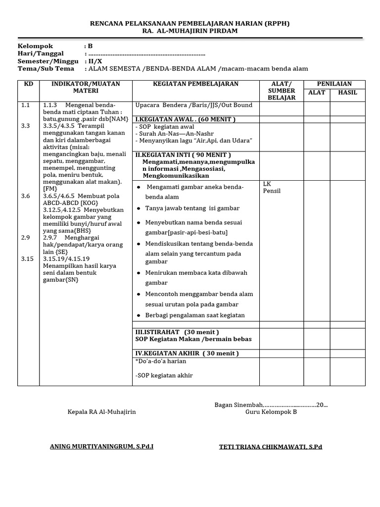RPPH Kel B Alam Semesta | PDF