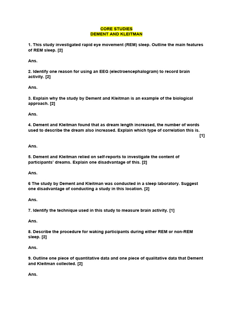 Dement and Kleitman | PDF