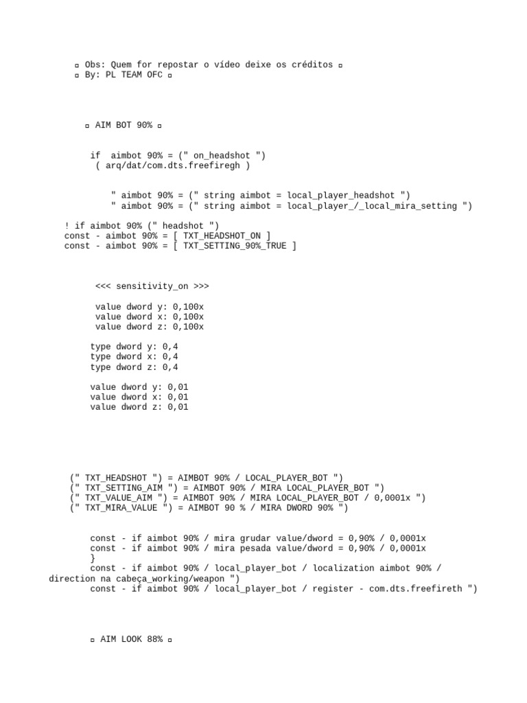 Código de Regedit Atualizado Na 1.100.10 (By PL Team PFC) | PDF | Software Engineering | Computing