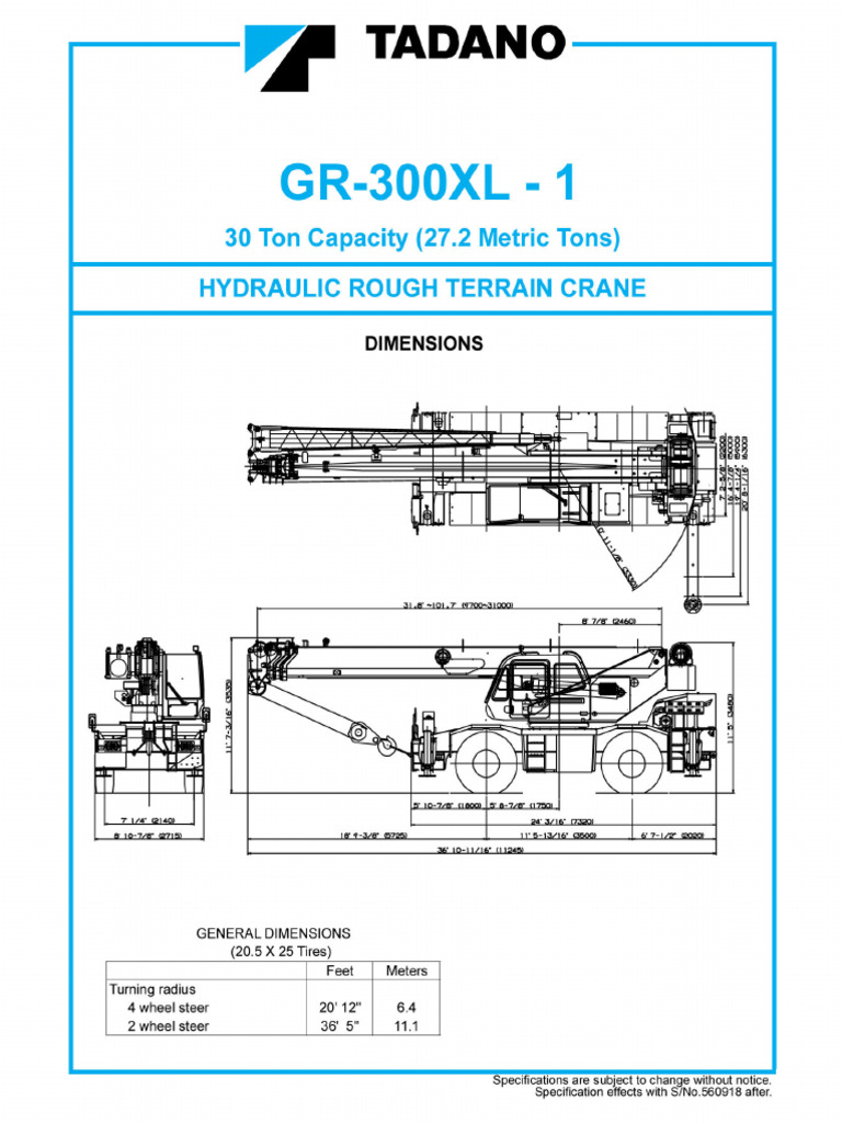 Tadano 30 Ton GR 300 XL 1 | PDF
