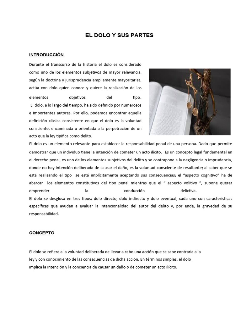 El Dolo y Sus Partes | PDF | Intención (Derecho Penal) | Ley común