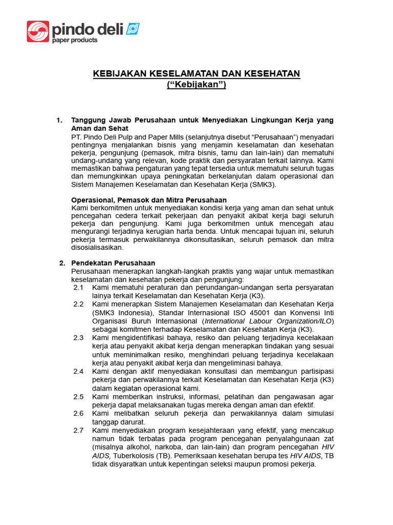 PD'S - Health and Safety Policy 2023 - BHS | PDF