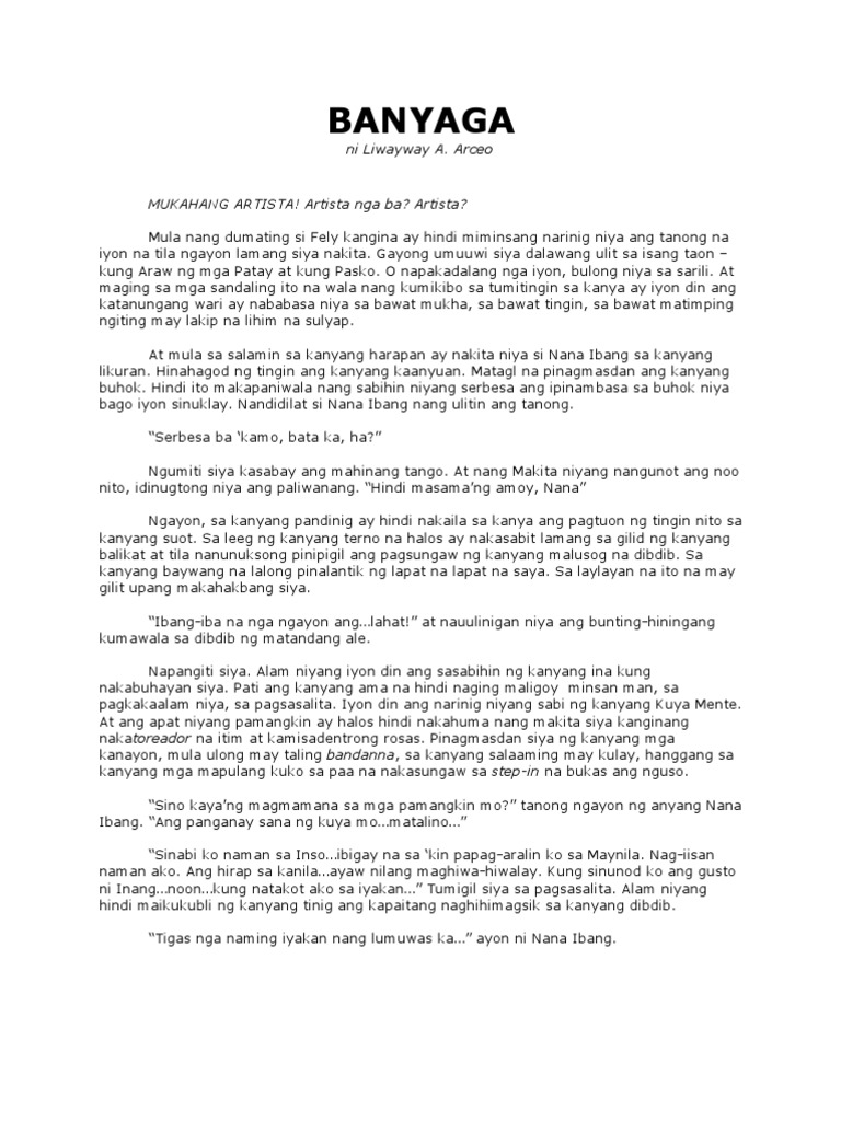 BANYAGA Ni Liwayway Arceo | PDF