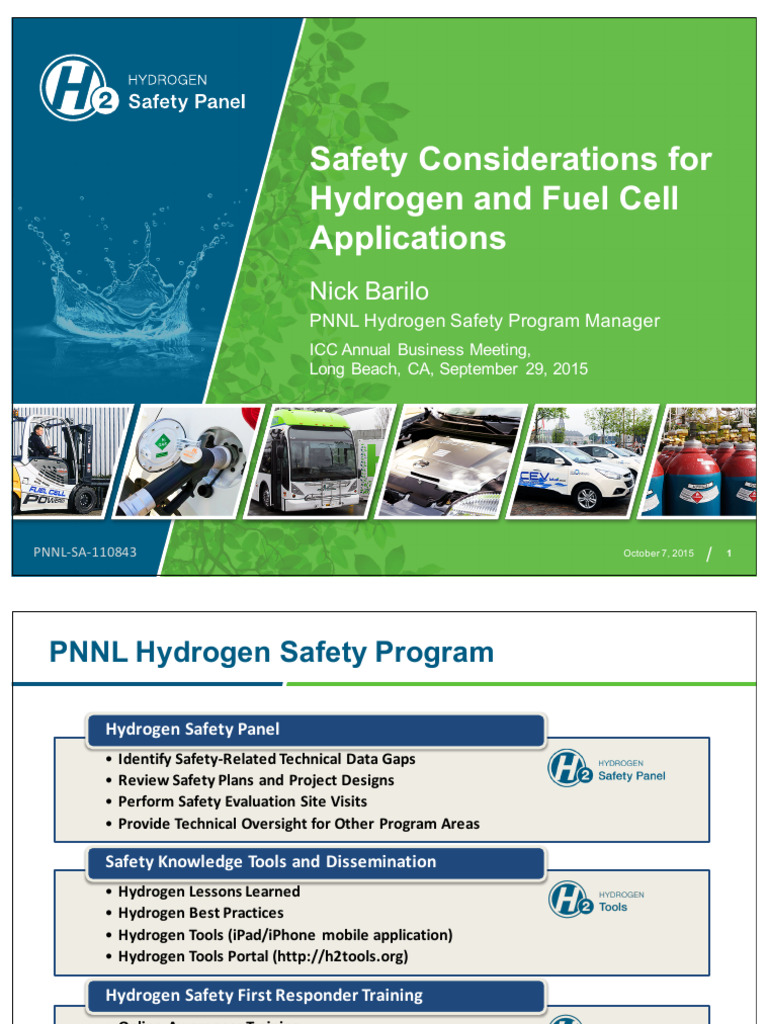 Safety Considerations for Hydrogen and Fuel Cell Applications ...