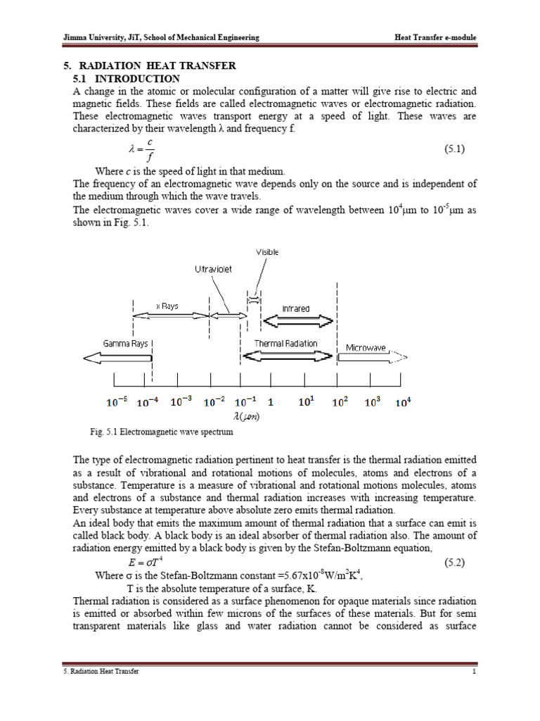 Radiation Heat Transfer Fundamentals | PDF | Electromagnetic Radiation ...