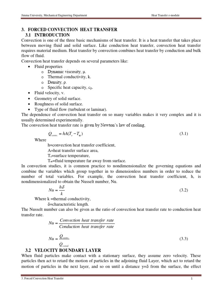 3 Forced Convection Heat Transfer | Download Free PDF | Boundary Layer | Turbulence