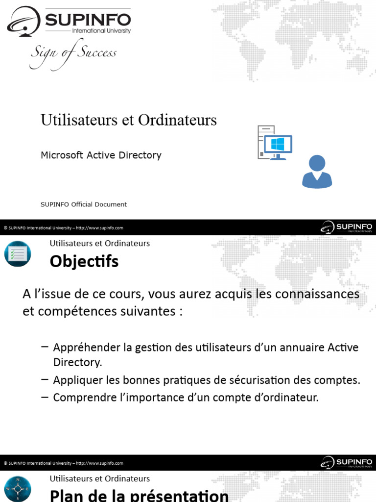03 - Utilisateurs Et Ordinateurs | PDF | Active Directory | Sécurité