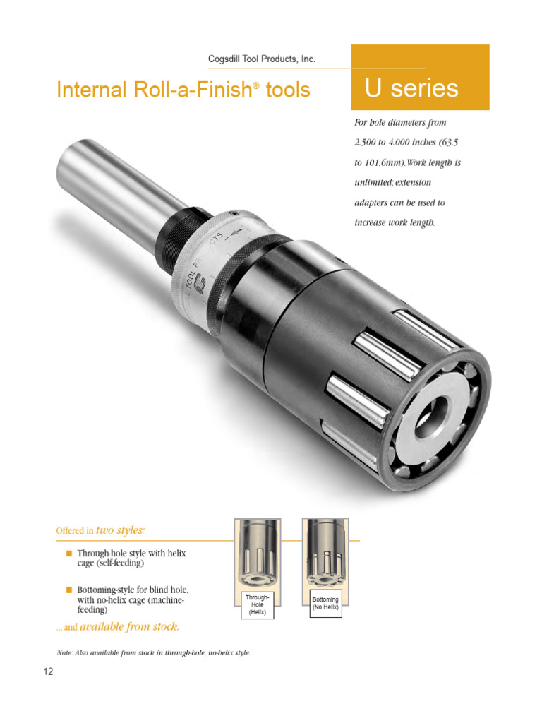 Cogsdill U Series Roller Burnishing Tools | PDF | Metalworking | Tools