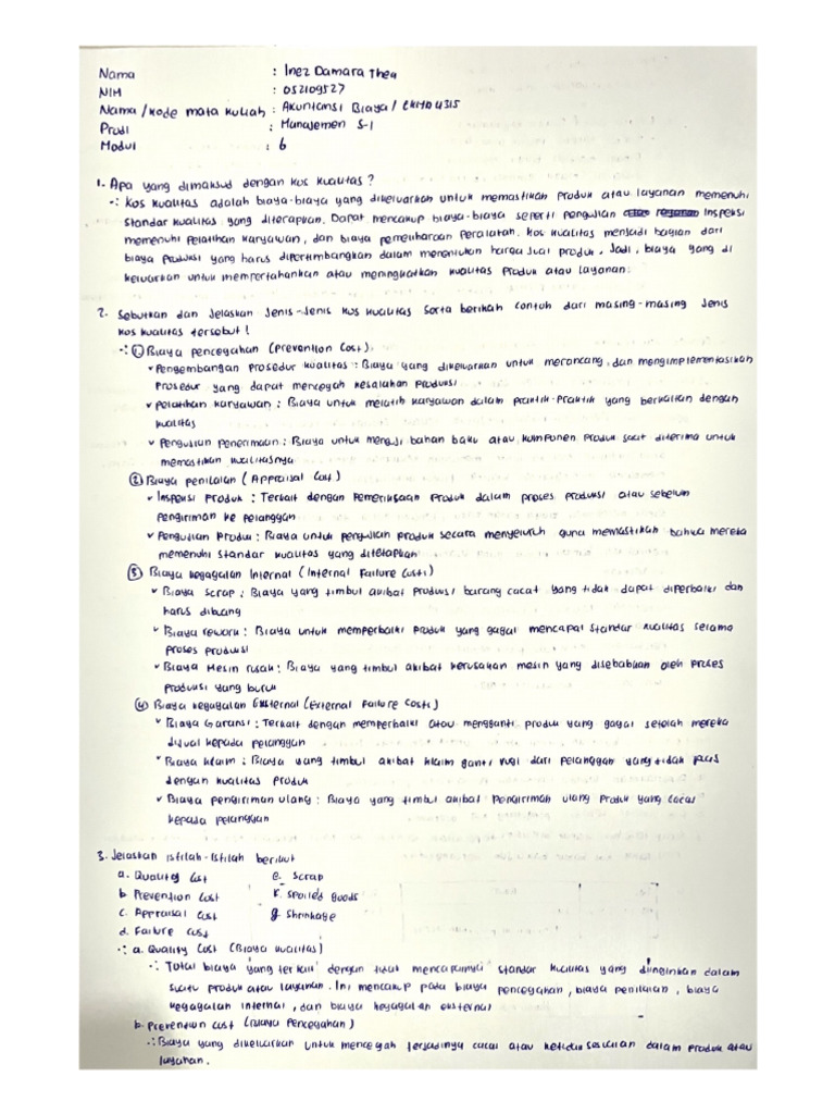 Modul 6 - Inez Damara Thea - 052109527 - Akuntansi Biaya - Kelas A | PDF