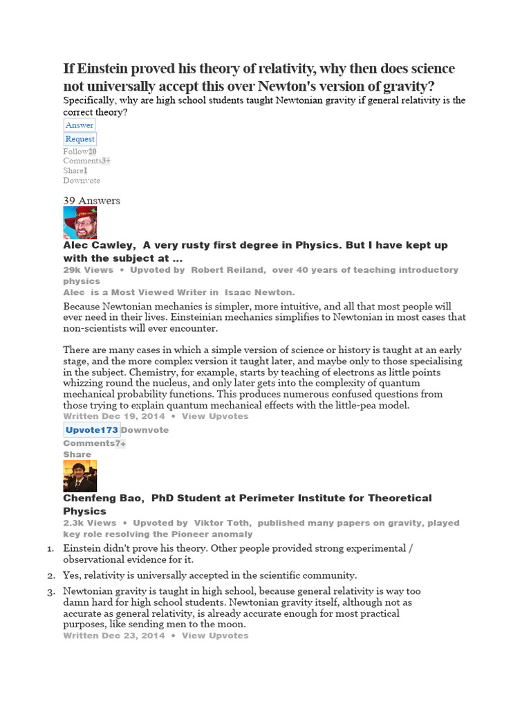 If Einstein Proved His Theory Of Relativity Curving Of Space Gravity Pdf General