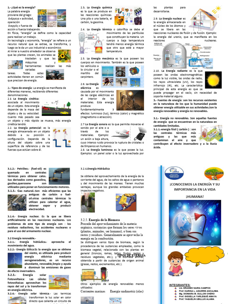 Triptico La Energia | PDF | Energía renovable | La energía nuclear