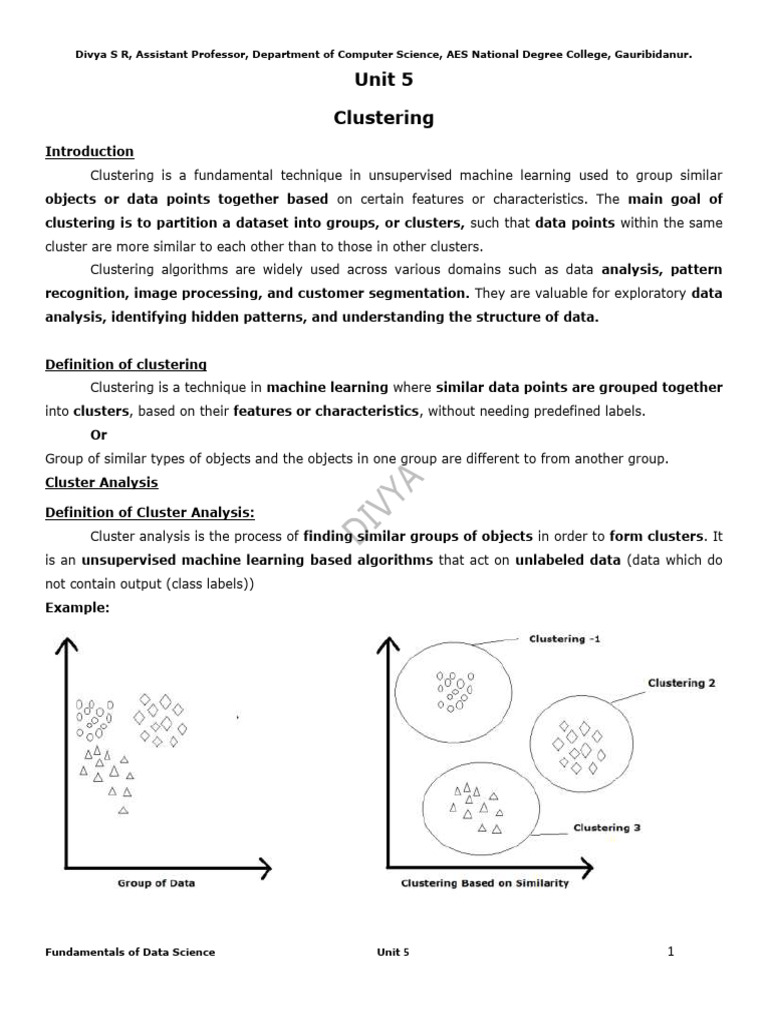 Unit 5 Clustering-2 | PDF | Cluster Analysis | Machine Learning