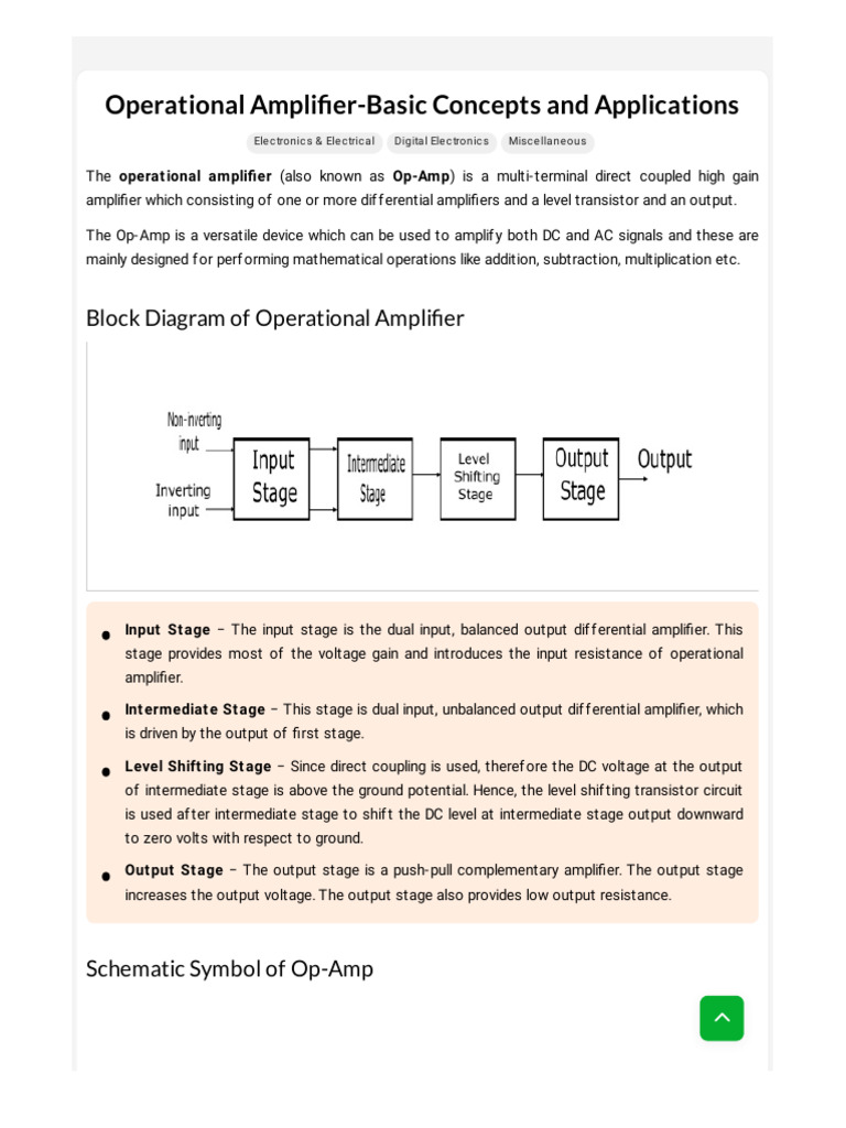 Operational Amplifier-Basic Concepts and Applications | PDF | Amplifier | Operational Amplifier