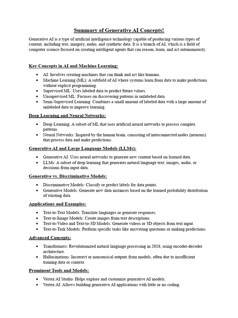 Summary of Generative AI Concepts | PDF | Machine Learning | Artificial Intelligence
