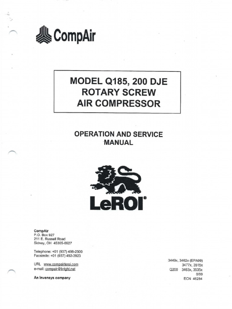 CompAir Q185 Operation and Service Manual | PDF
