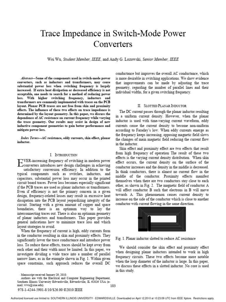 Trace Impedance in Switch-Mode Power Converters | PDF | Inductor ...