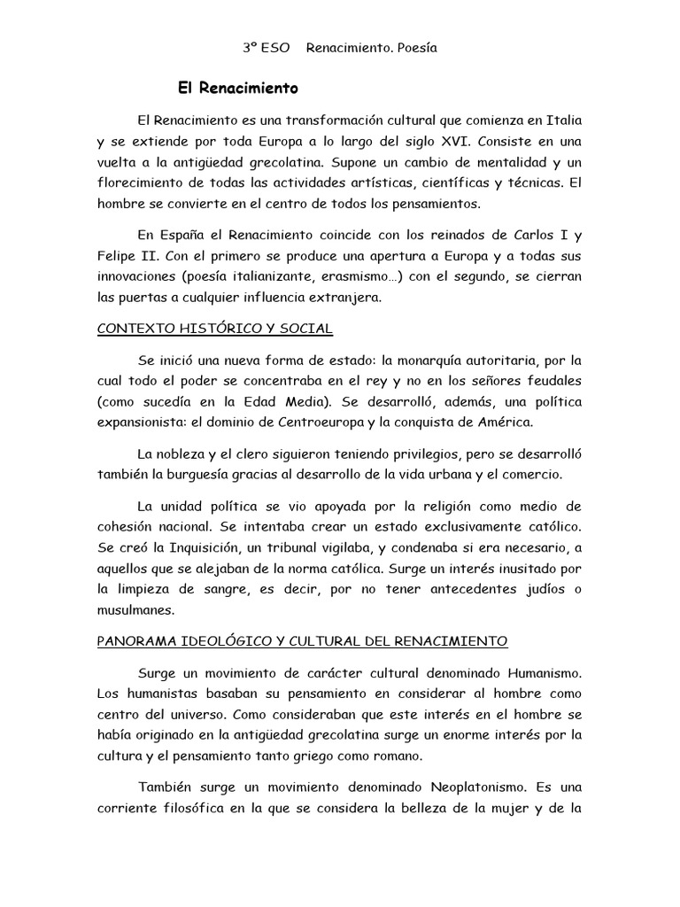 El Renacimiento Tema 3 | Descargar gratis PDF | Misticismo | Renacimiento