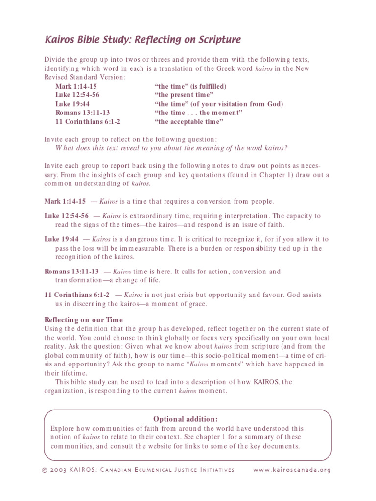 Kairos Bible Study | PDF | Bible | Gospel Of Luke
