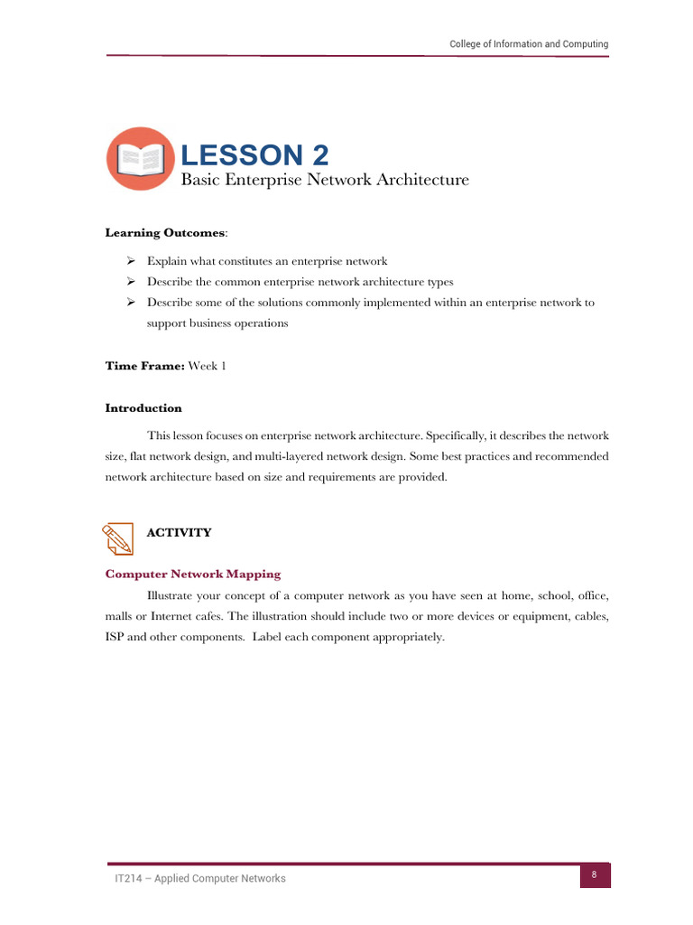 Lesson 2 Basic Enterprise Network Architectures | PDF | Computer Network | Network Switch
