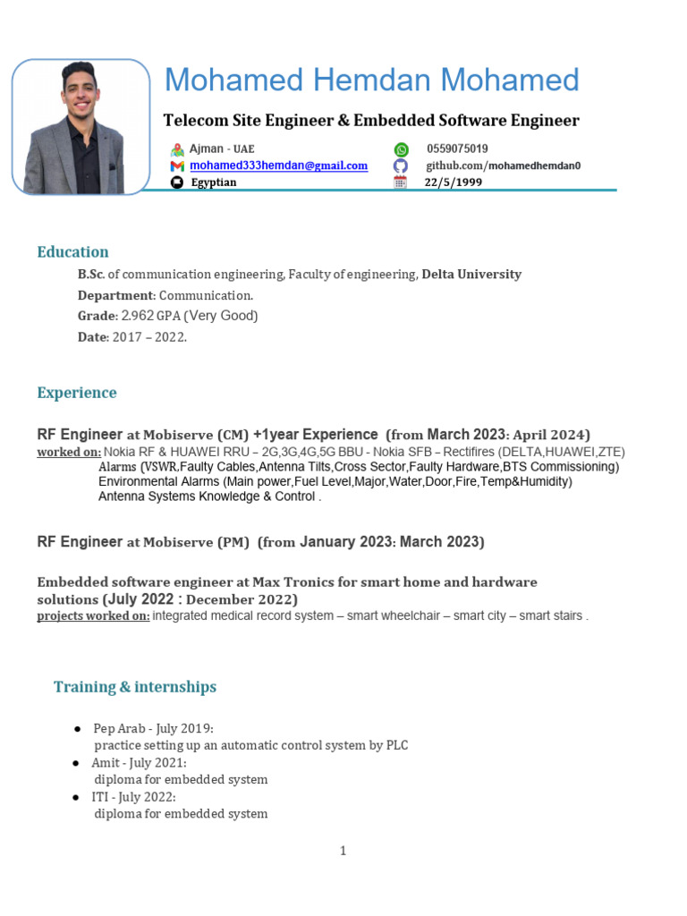 Resume Mohamed Mohamed | PDF | Embedded System | Computer Engineering