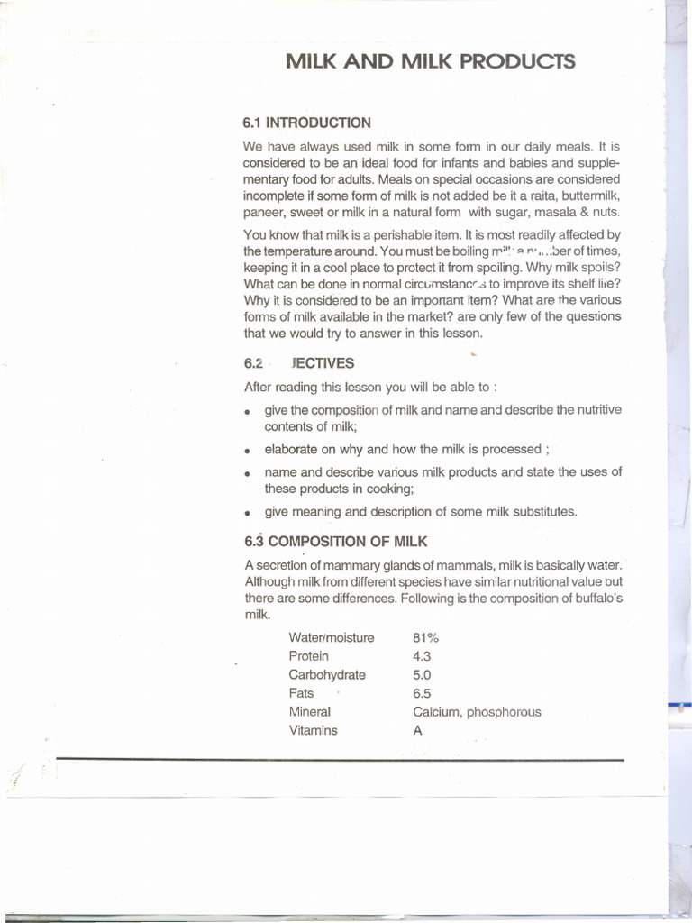 Lesson 6 Milk and Milk Products | PDF | Milk | Butter