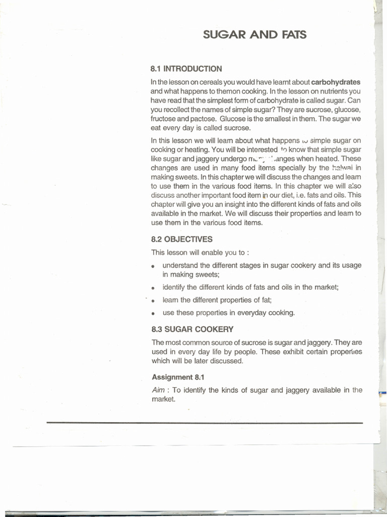 Lesson 8 Sugar and Fats | PDF | Sugar | Diet & Nutrition
