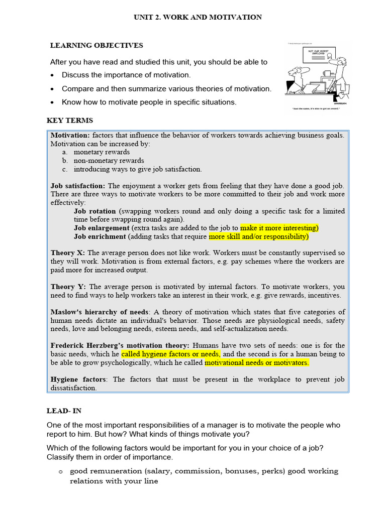 UNIT 2- Motivation | PDF | Motivation | Motivational