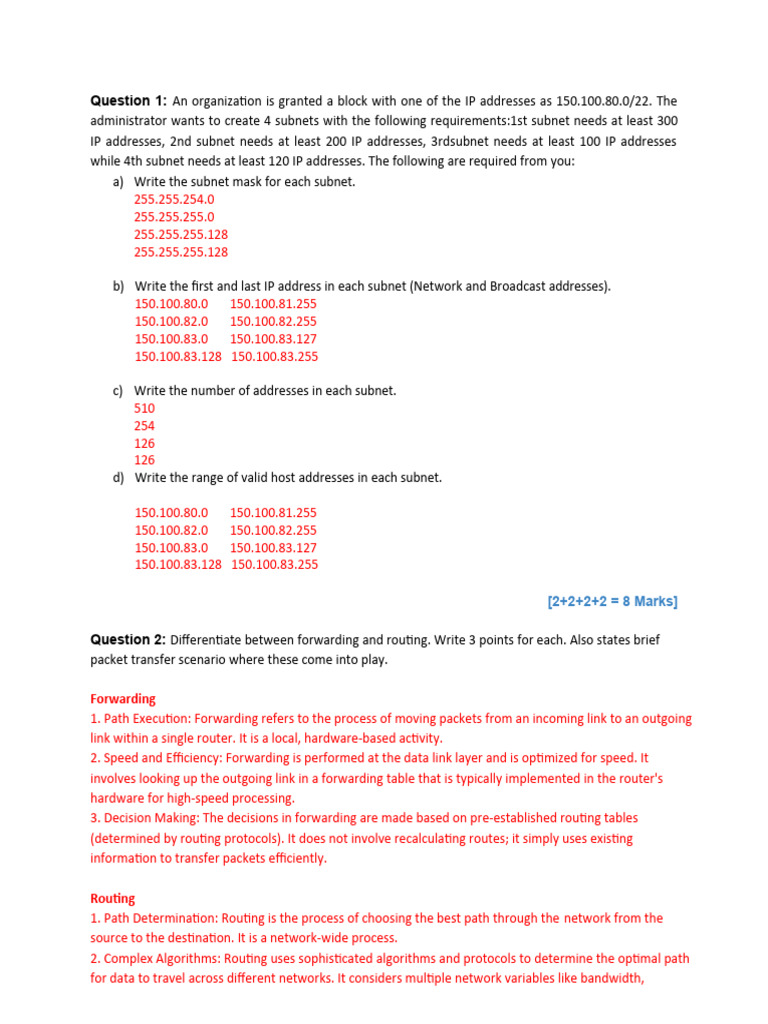 Assignment 4 Sol | PDF | Routing | Computer Network Assignment 4 Sol | PDF | Routing | Computer Network