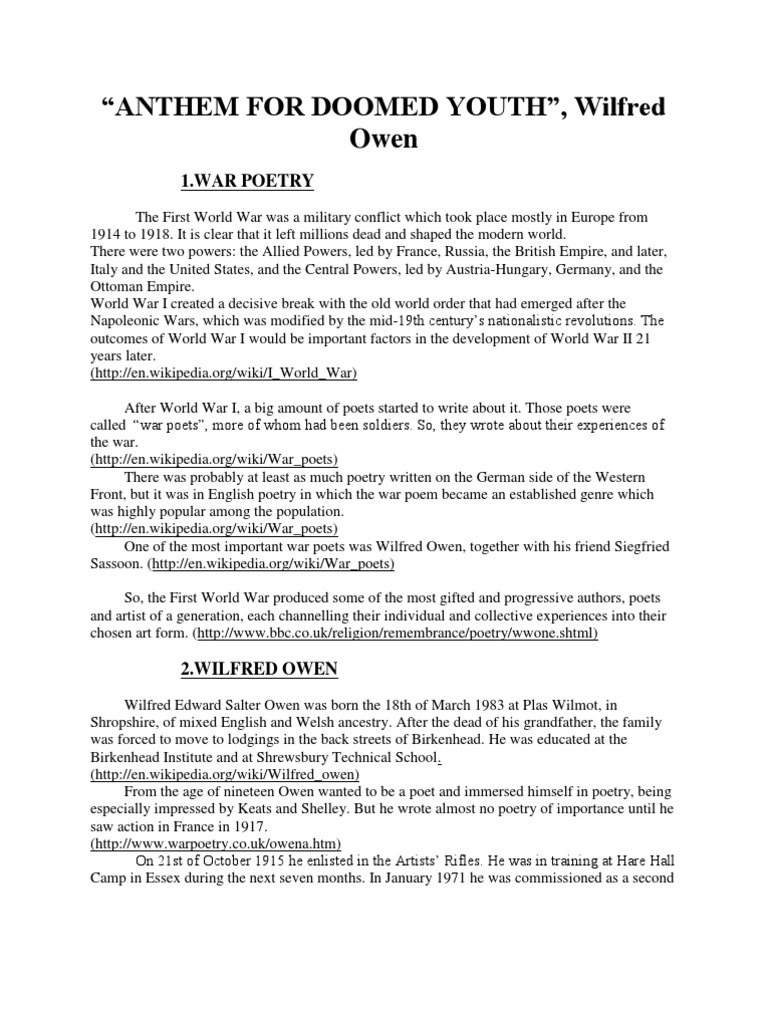 Anthem for Doomed Youth | Poetry | Unrest