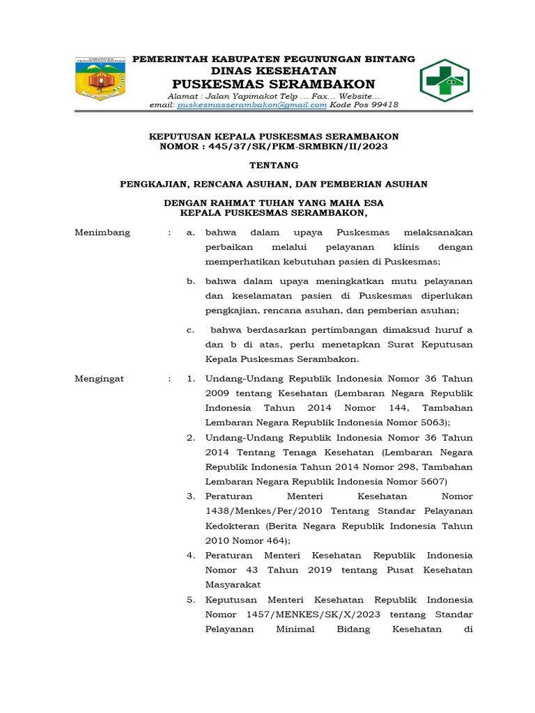 SK Pengkajian, Rencana Asuhan Dan Pemberian Asuhan | PDF | Pengembangan Diri | Kesehatan Holistik