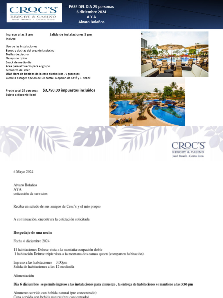 Cotización Croc S Jaco Beach | PDF