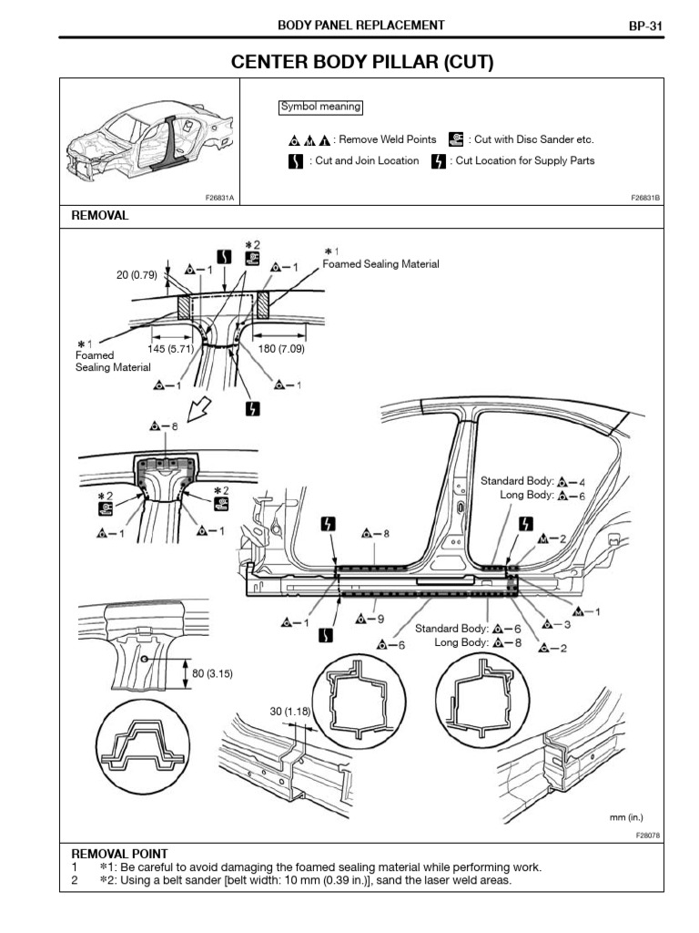 Center Body Pillar (Cut) : Body Panel Replacement BP-31 | PDF | Welding ...