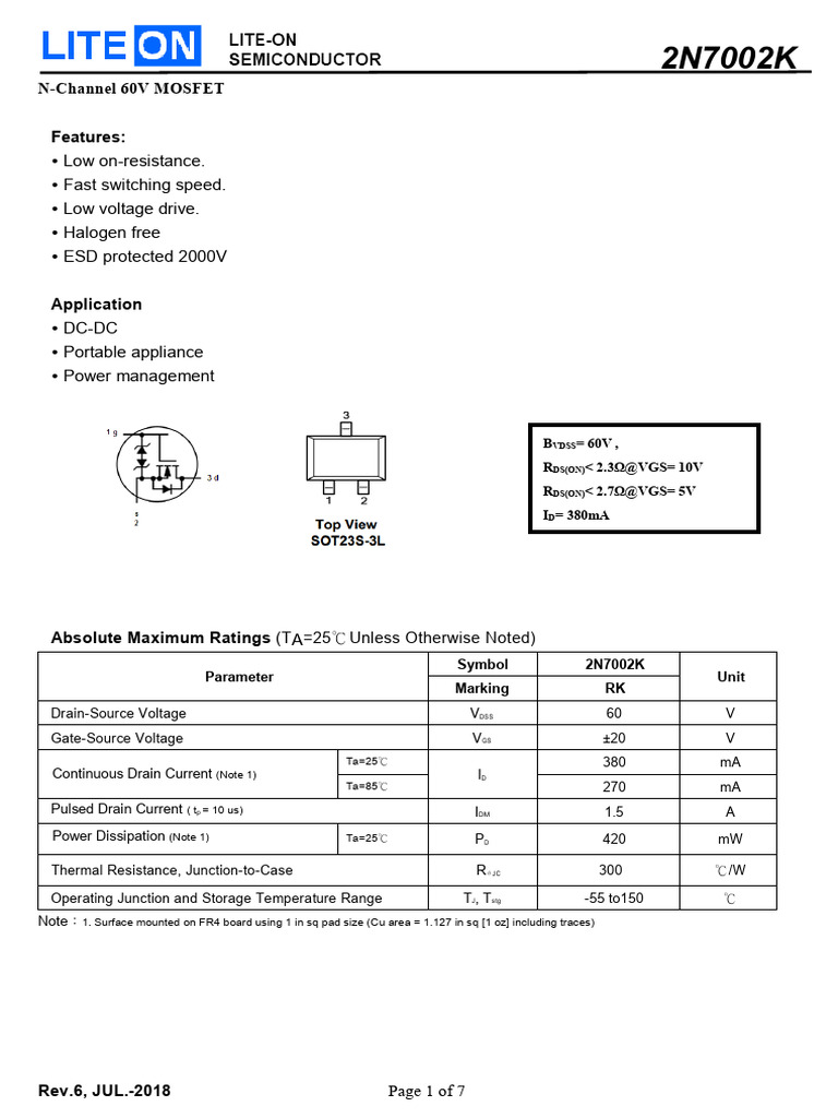 2N7002K | PDF | Power (Physics) | Electronic Circuits