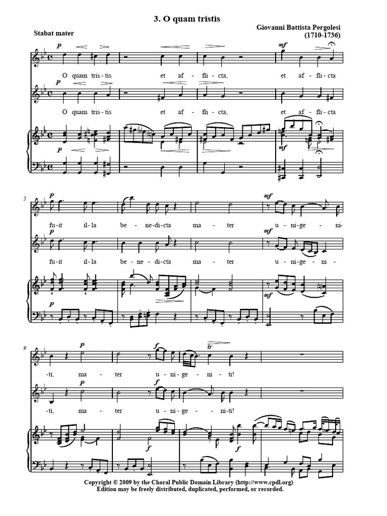 Pergolesi 03 O Quam Tristis | PDF