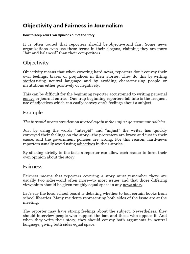 Objectivity, Fairness | PDF | News | Adjective