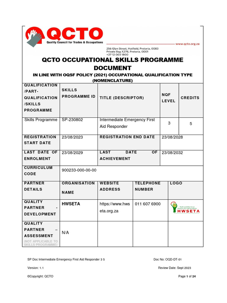 SPDoc Intermediate Emergency First Aid Responder 35 | PDF | Educational ...
