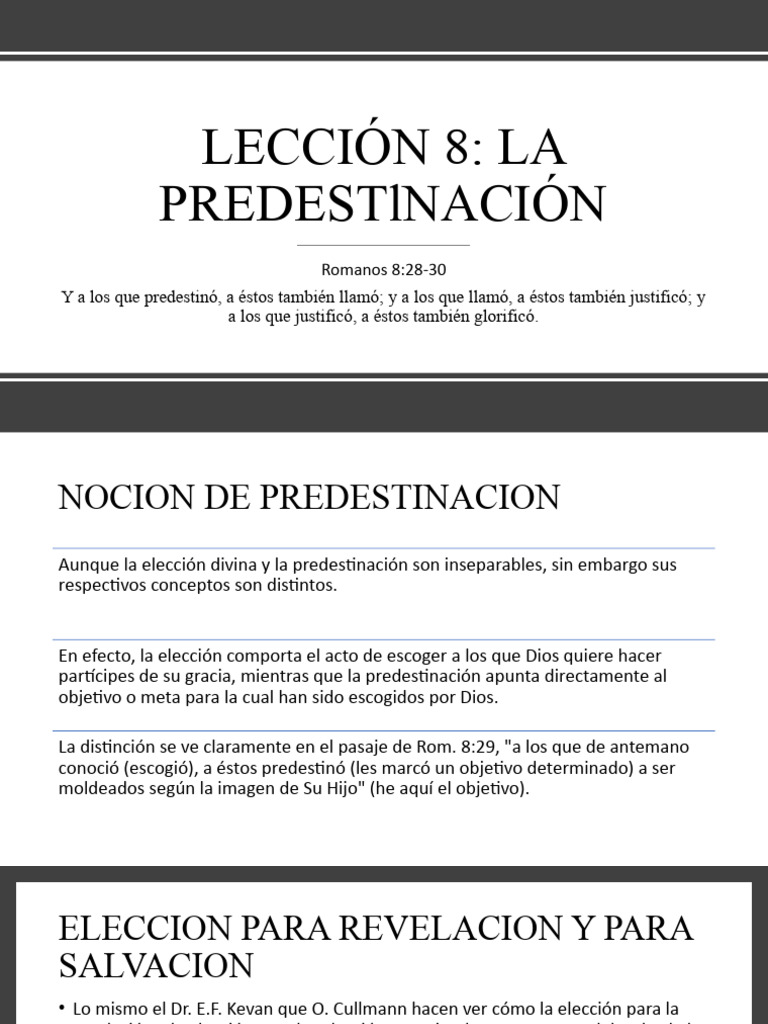 Leccion 8 La Predestinacion | PDF | Cristo (título) | Salvación