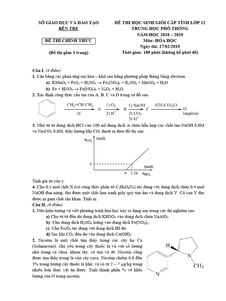 1.HSG 12 BẾN TRE 2018-2019 | PDF