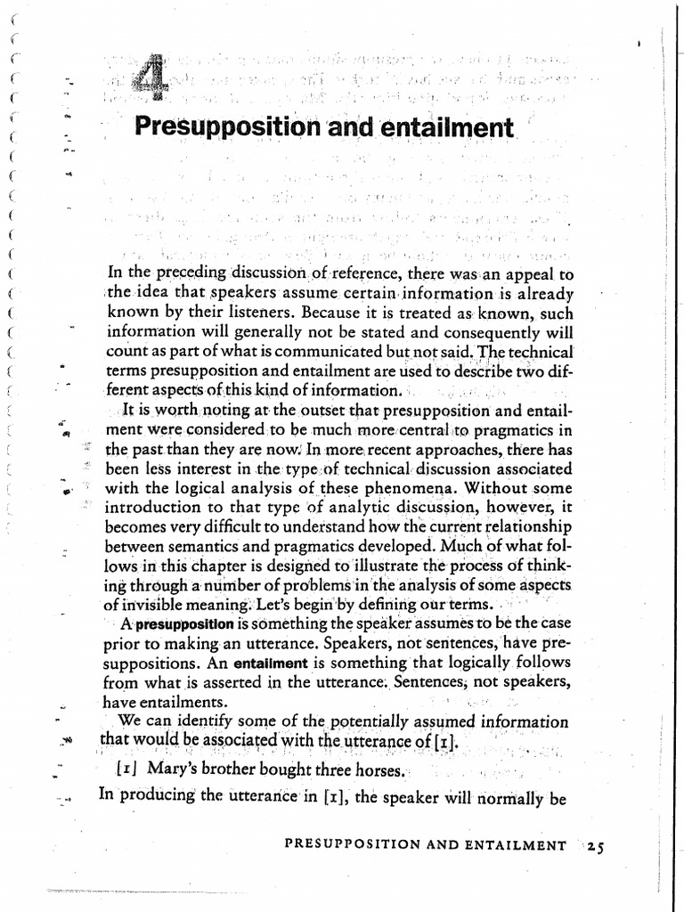 4 Presupposition and Enatailment | PDF