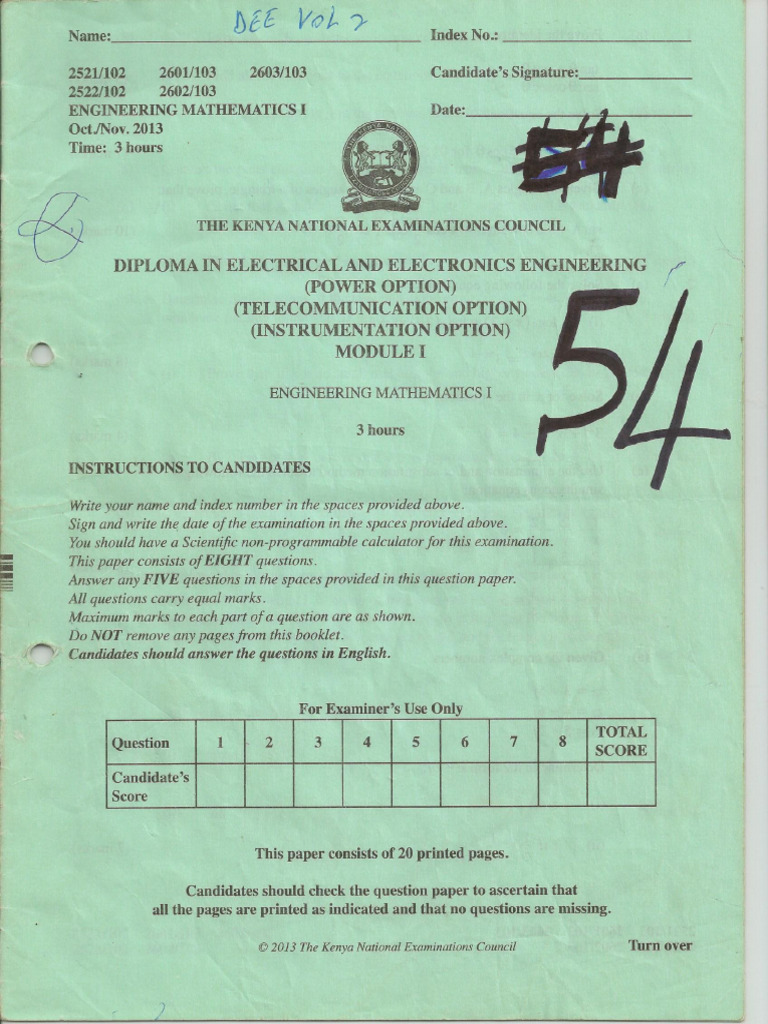 Diploma Eng Maths 1, 2014 | PDF